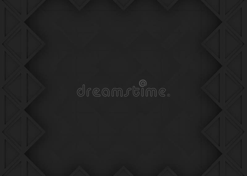 3d Rendering. Dark Modern Tri Square Grid Art Shape Pattern On Black ...