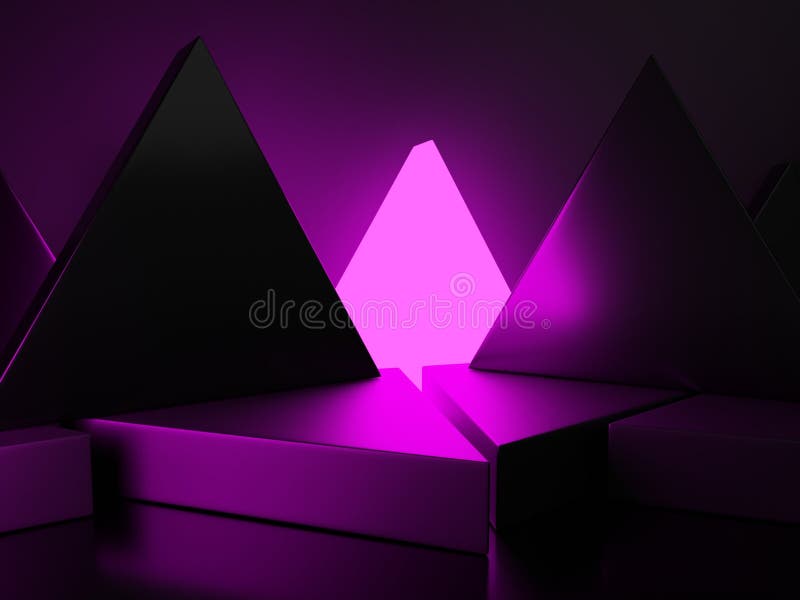 Dark and Neon Light Geometric or Abstract Shape Acrylic Glass Triangles ...