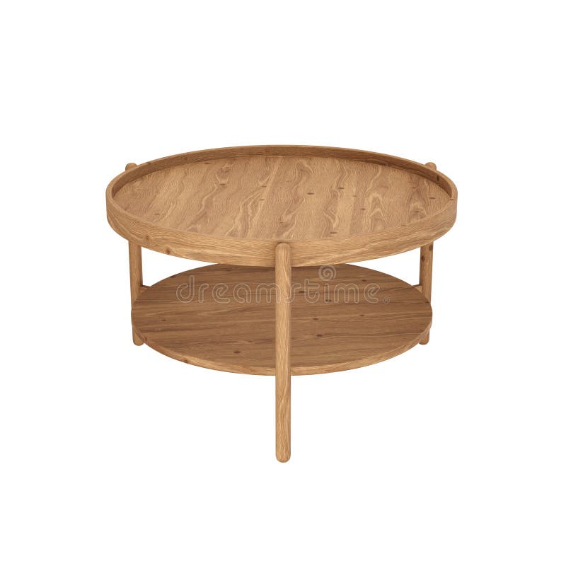 3D Rendering Dark Wood Circle Side Table on White Background, Oa Stock ...