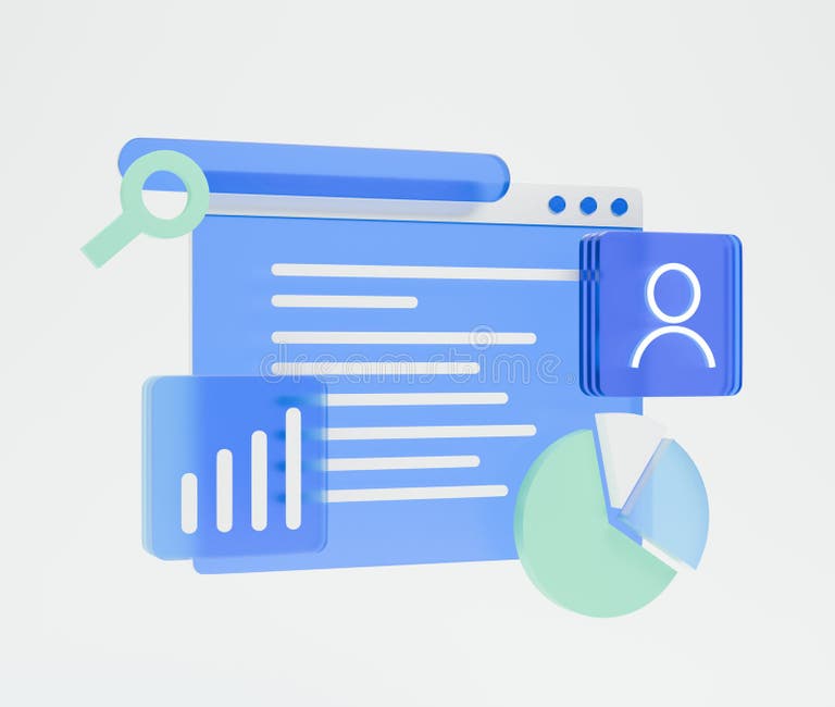 3D Rendering Data Analytics Dashboard Featuring a Web Browser Stock ...