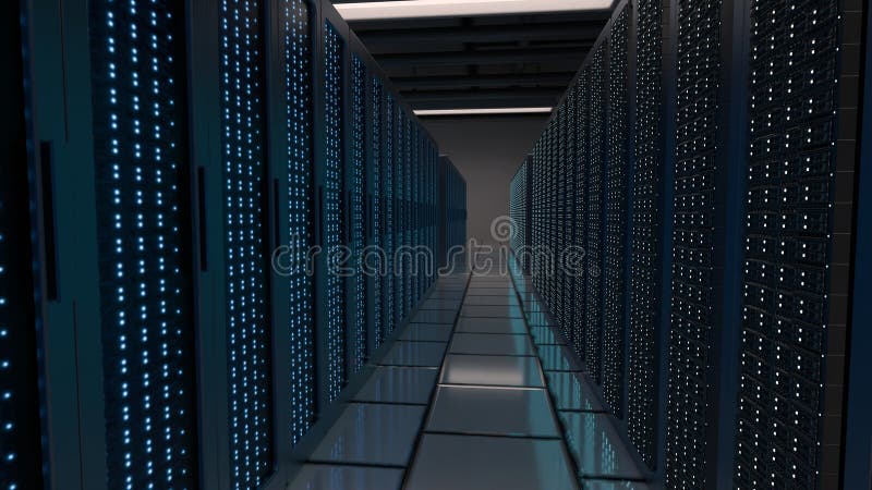 3d Rendering of Data Center with Rack-mount Servers Stock Illustration ...