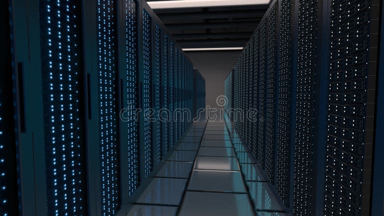 3d Rendering of Data Center with Rack-mount Servers Stock Illustration ...