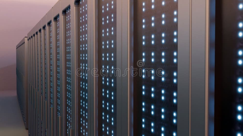 3d Rendering of Data Center with Rack-mount Servers Stock Illustration ...