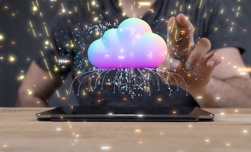 3d Rendering Of A Data Cloud Storage Network From Lines Triangles And Particle Style Design