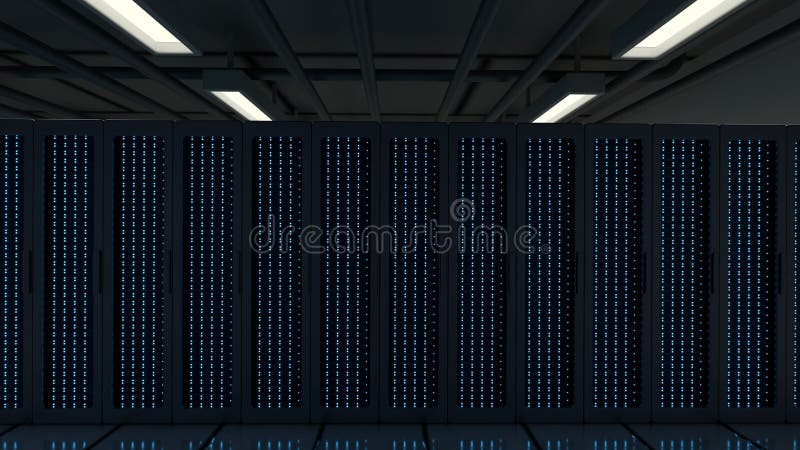 3d Rendering of Data Center with Rack-mount Servers Stock Illustration ...