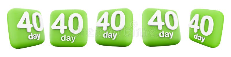 3d Rendering 40 Day Left Different Positions Icon Set. 3d Render 40 ...