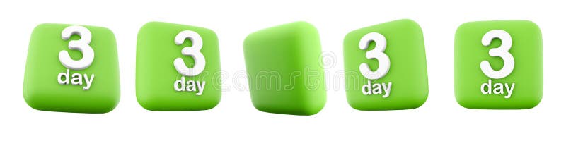 3d Rendering 3 Days Left Different Positions Icon Set. 3d Render Three ...
