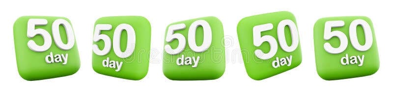 3d Rendering 50 Days To Go Different Positions Icon Set. 3d Render ...
