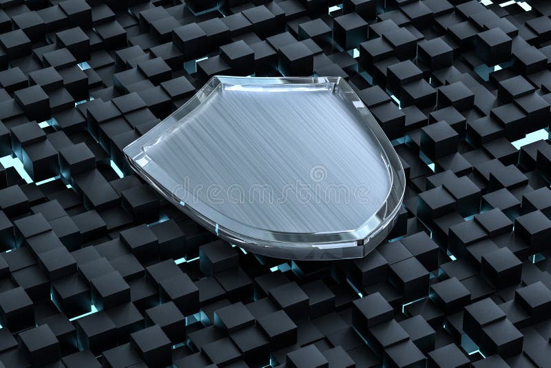 3d Rendering, a Defense Shield with Technological Background Stock ...