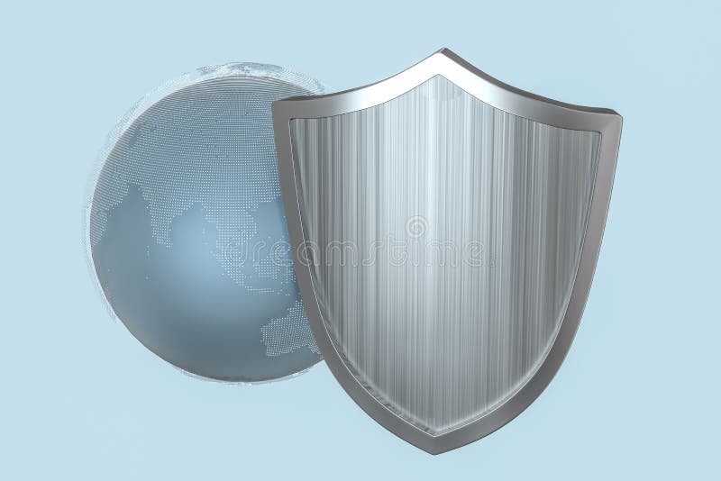 3d Rendering, A Defense Shield With Technological Background Stock ...