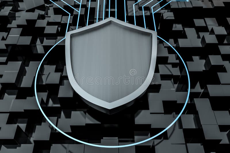 3d Rendering, A Defense Shield With Technological Background Stock ...