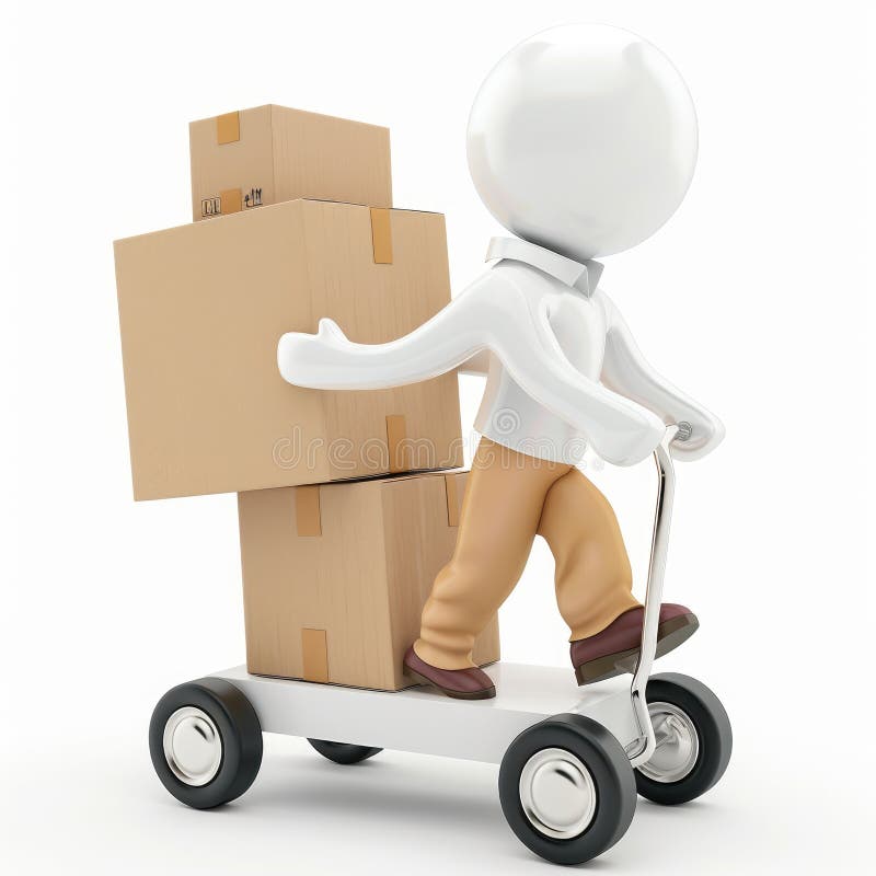 Fast Delivery Man on Scooter with Parcels Stock Illustration ...