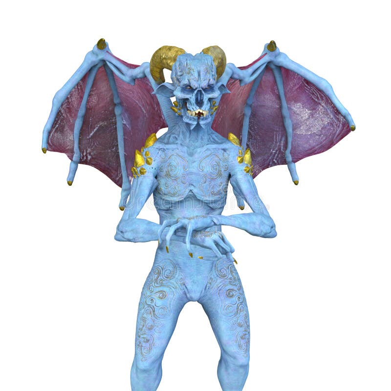 3D rendering of a demon stock illustration. Illustration of wings ...