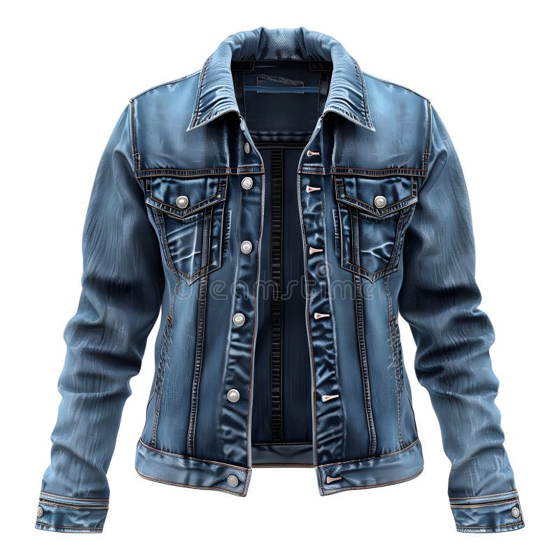 3D Rendering of a Denim Jeans Jacket on Transparent Background - Ai ...