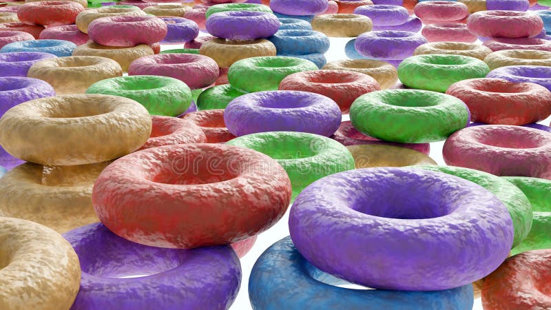 A 3d Rendering of Dense Collection of Ring Shape Cereal Pieces Stock ...