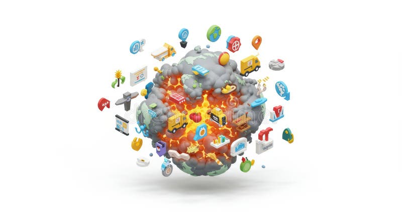 Global Supply Chain Explosion Stock Illustration - Illustration of lego ...