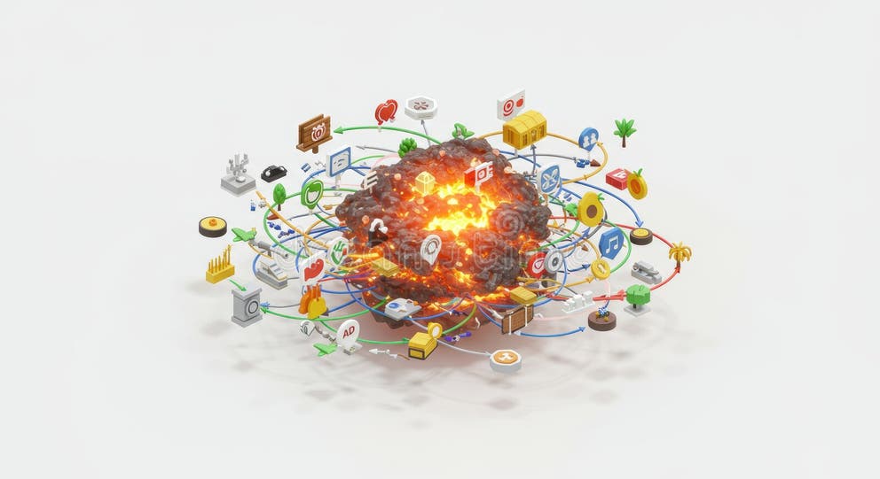 Big Data Explosion stock illustration. Illustration of growth - 383252444