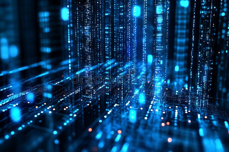 Abstract Digital Data Stream Visualization 3D Digital Background Stock Illustration ...