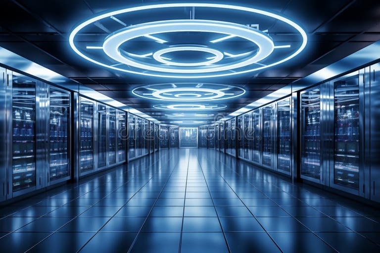 A 3d Rendering Depicts Server Racks In A Data Center For Cloud