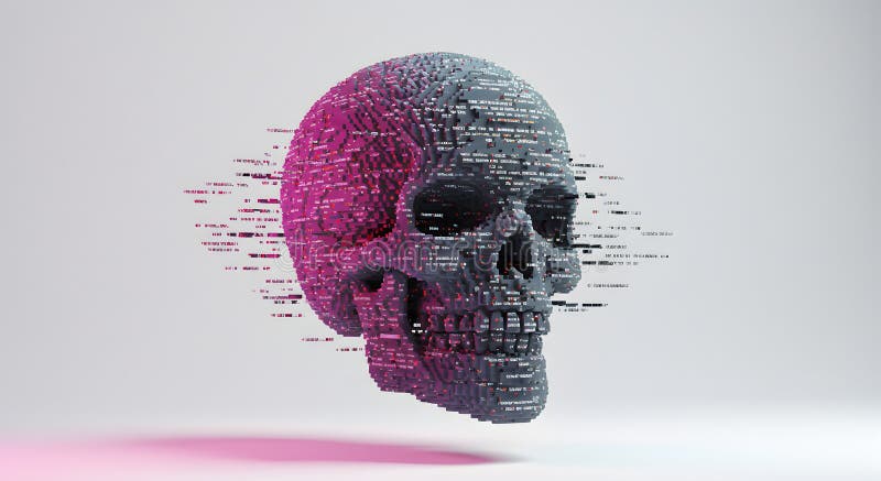AI Skull: Code in Bone stock illustration. Illustration of gray - 372912303