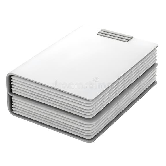 White 3 D Report Document Icon Stacked Pages Silver Binder Clip Stock ...