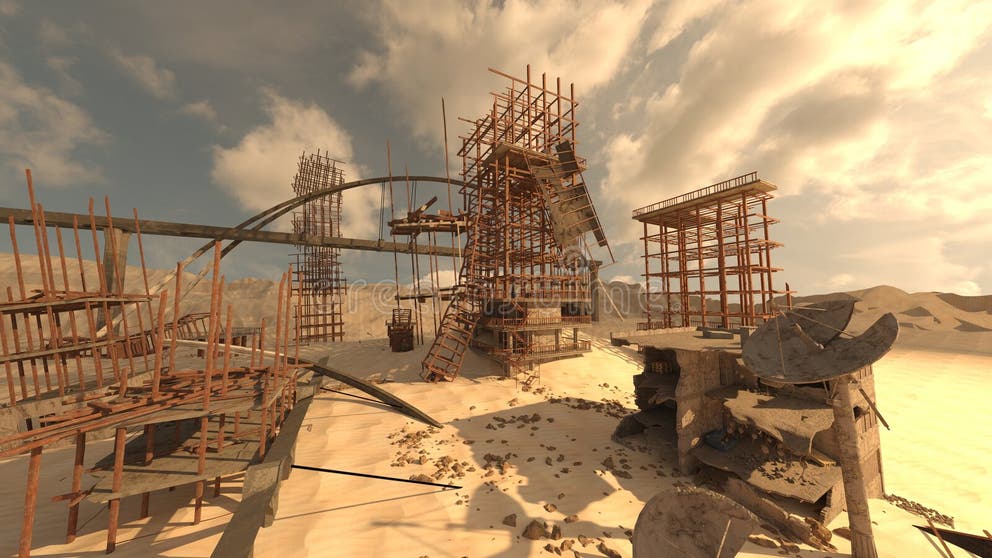 3D Rendering of the Desert Fortress Ruins Stock Illustration - Illustration of abandoned, temple ...