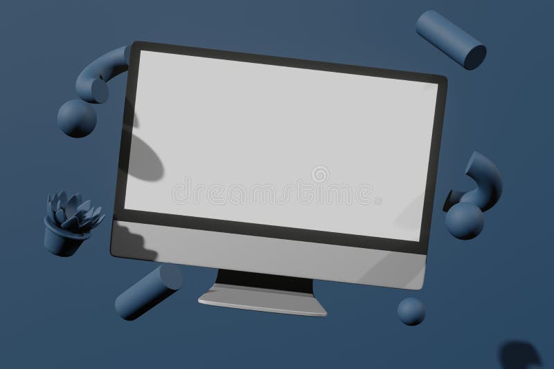 3d Rendering Desktop Computer Mockup for Screen Placement in Minimal ...