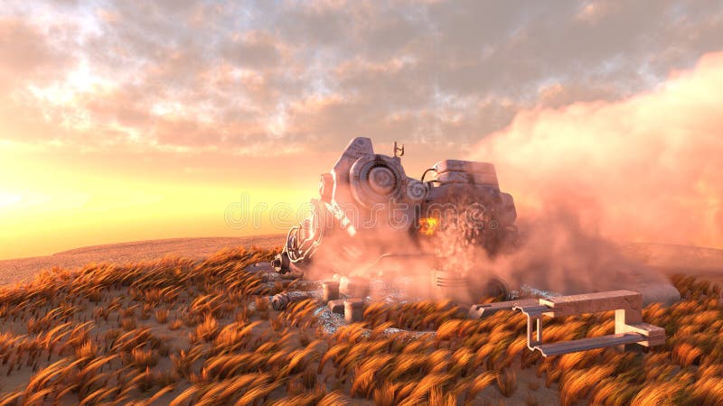 3D Rendering of a Destroyed Planetary Exploration Base Stock ...