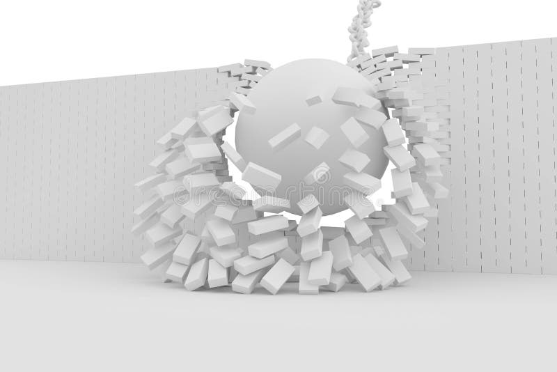 3D Rendering Destruction of a White Brick Wall on Black Background Stock Illustration ...