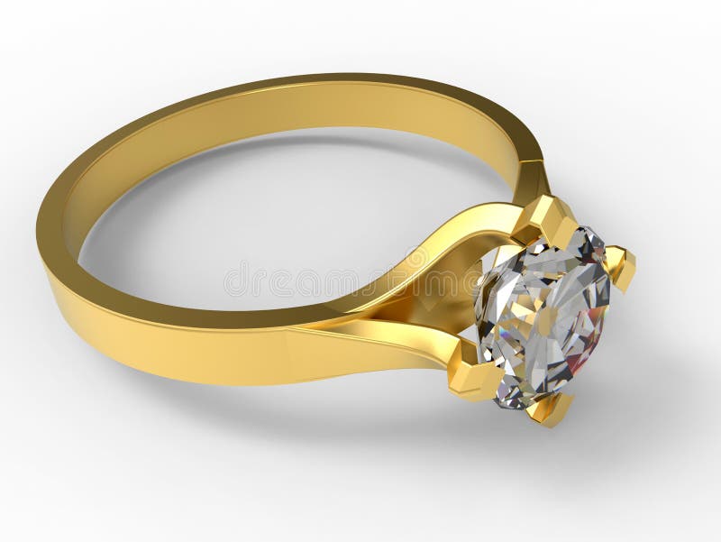 3D Rendering - Detailed Diamond Ring Stock Illustration - Illustration ...