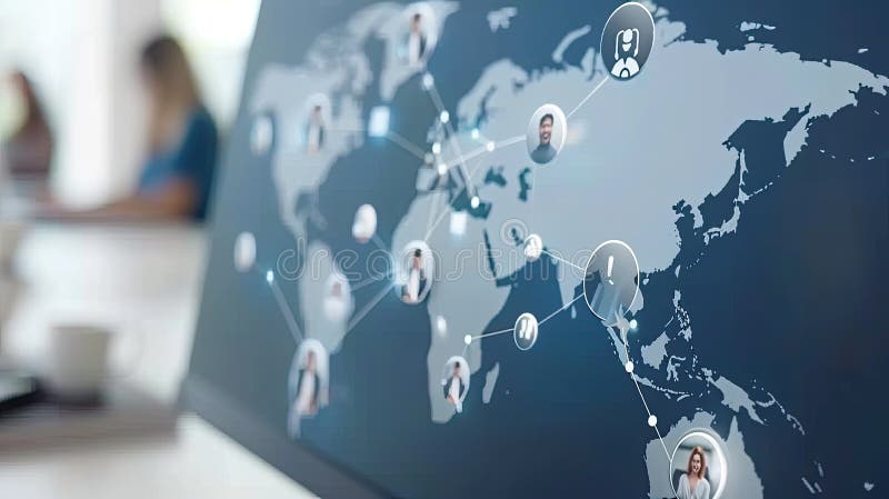 A 3D Rendering of a Detailed World Map Displayed on a Large Screen ...