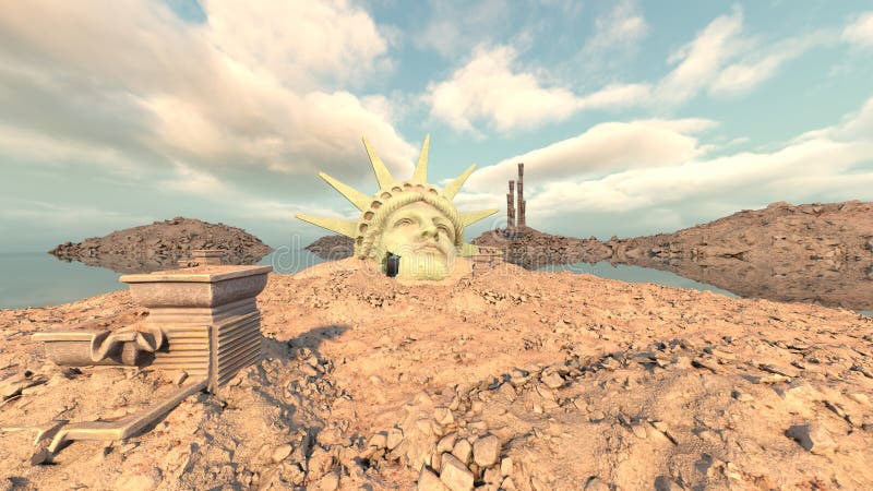 3D Rendering of the Devastated Cities Stock Illustration - Illustration ...