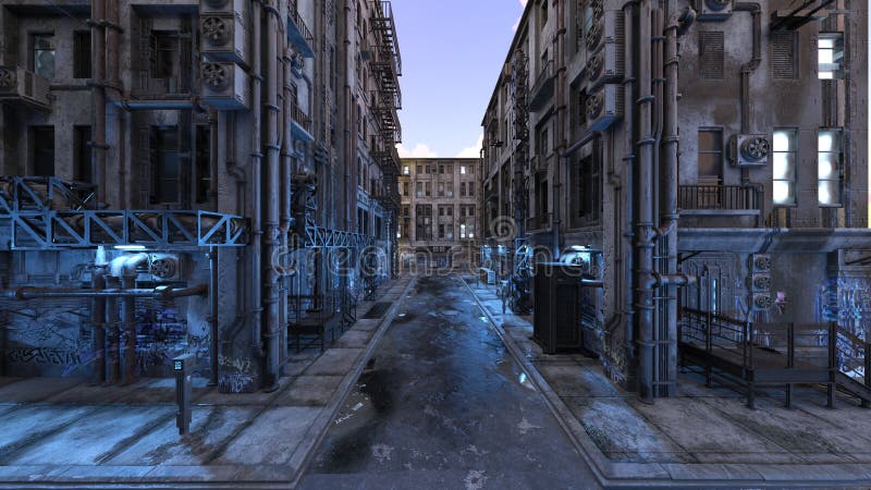 3D Rendering of the Devastated Cities Stock Illustration - Illustration ...