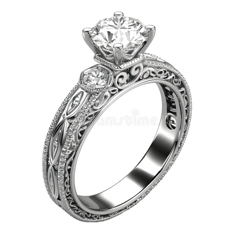 3D Rendering of a Diamond Ring on Transparent Background - Ai Generated ...
