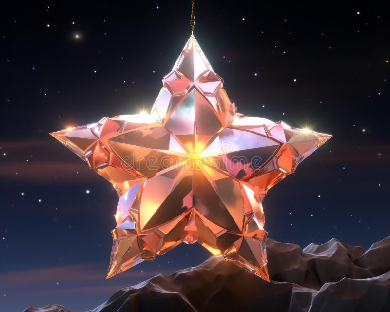 A 3d Rendering of a Diamond Star on Top of a Mountain Stock Photo ...