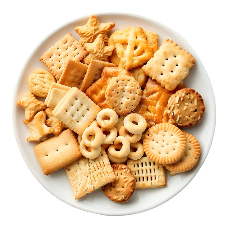 3D Rendering of a Different Biscuits in a Plate on Transparent ...