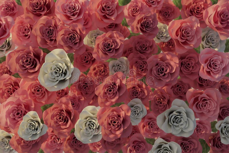 3d Rendering of Different Blossom Roses in Top View Stock Illustration ...