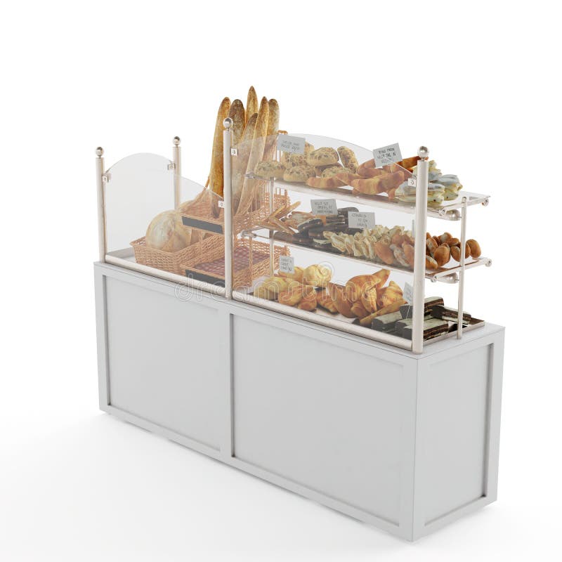 3D Rendering of Different Delicious Types of Bread on the Display ...