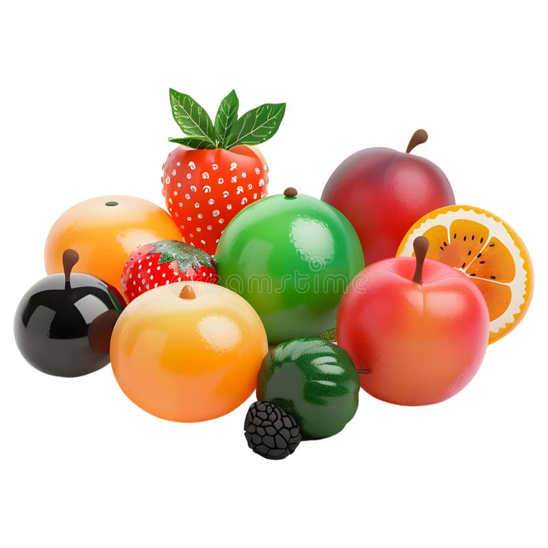 3D Rendering of a Different Kinds of Fruits on Transparent Background ...