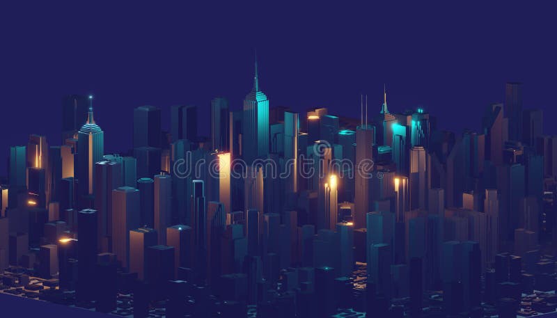 3d Rendering Digital Abstract City. City Building Forms with ...