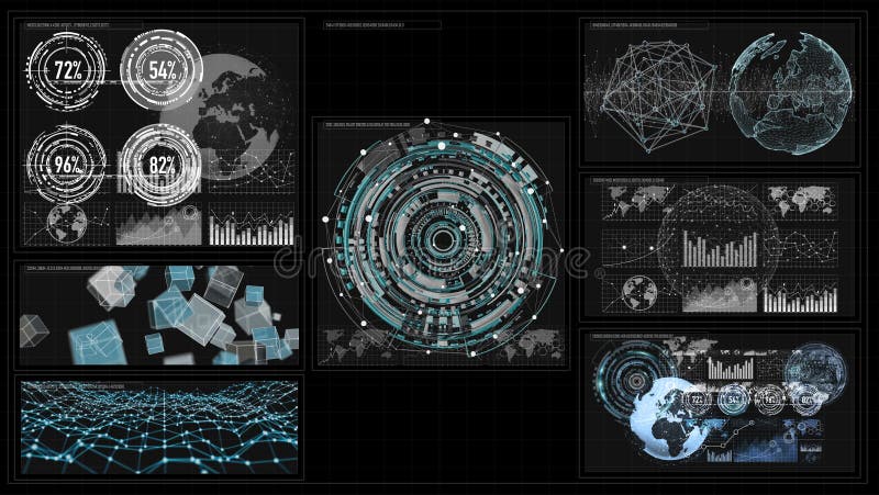3D Rendering Digital Charts and Graph Hologram Screen Stock ...