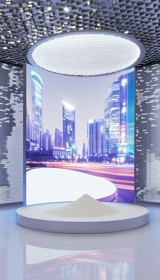 3d Rendering of a Digital Exhibition Lobby Featuring a Curved Led ...