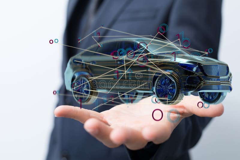 3D Rendering of a Digital Futuristic Electro Car, E-motion Concept ...