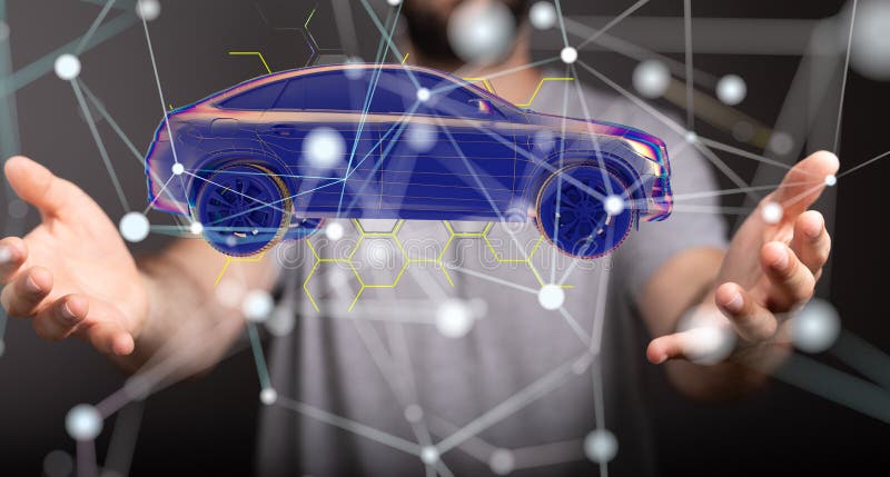 3D Rendering of a Digital Futuristic Electro Car, E-motion Concept ...