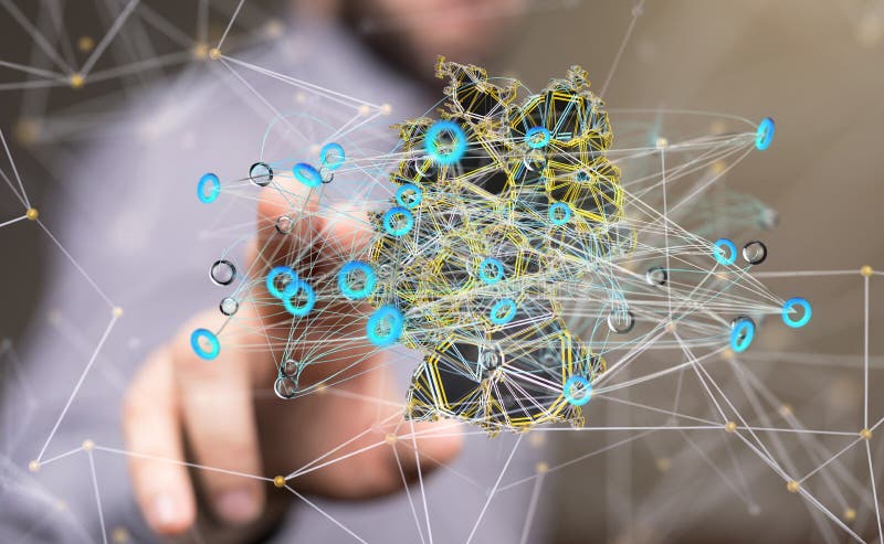 3D Rendering of Digital Germany Map Floating on Human Hands- Internet ...
