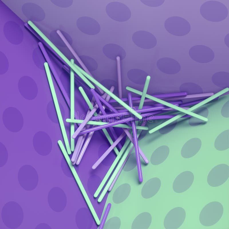 3d Rendering Digital Illustration of Chaotically Drawn Blue and Purple ...