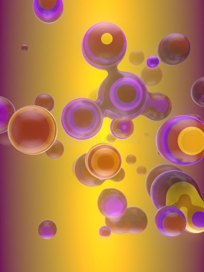 3d Rendering Digital Illustration with Multi Colored Shapes. Floating Liquid Blobs with Depth of ...