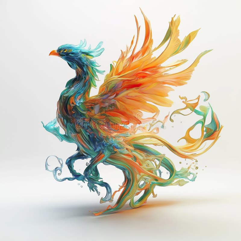 3D Rendering Digital Illustration of a Mythical Bird, Specifically a ...