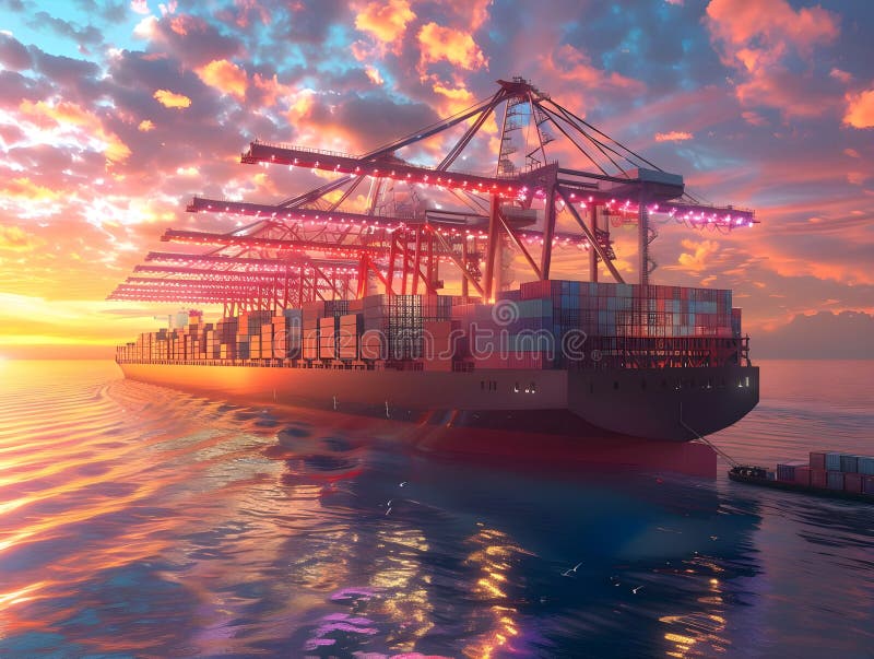 3D Rendering Digital Industrial Container Cargo Illustrating Modern ...