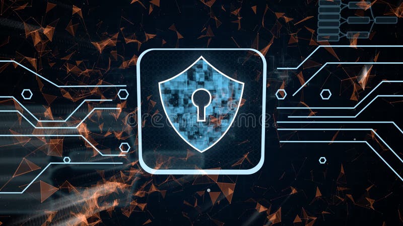 3d Rendering Digital Padlock on Abstract Technology Background Photo ...